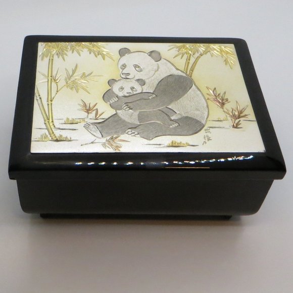 Chokin | Accents | Vintage Chokin Art Style Music Box Black With Panda ...